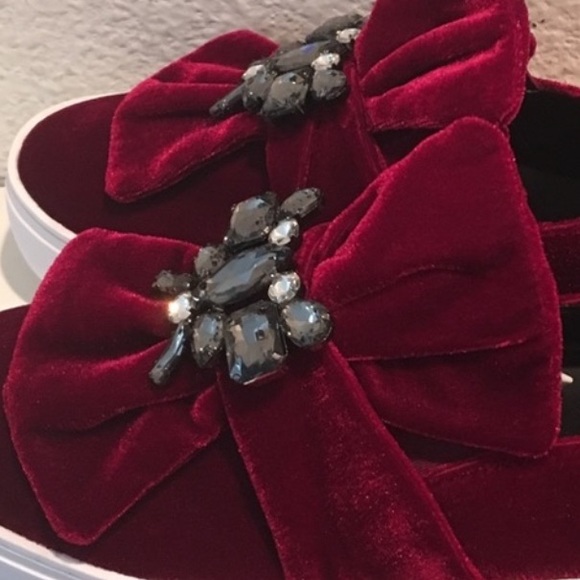 Zara | Shoes | Zara Burgundy Bejeweled Velvet Sneakers | Poshmark